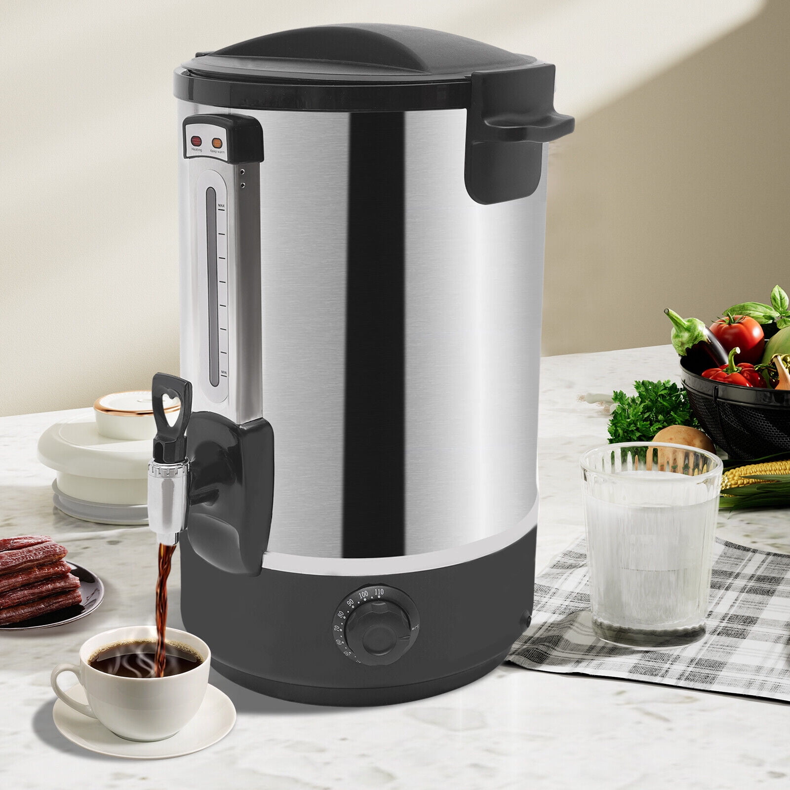 2-Layer Stainless Steel Commercial Water Bucket Round Electric Hot ...