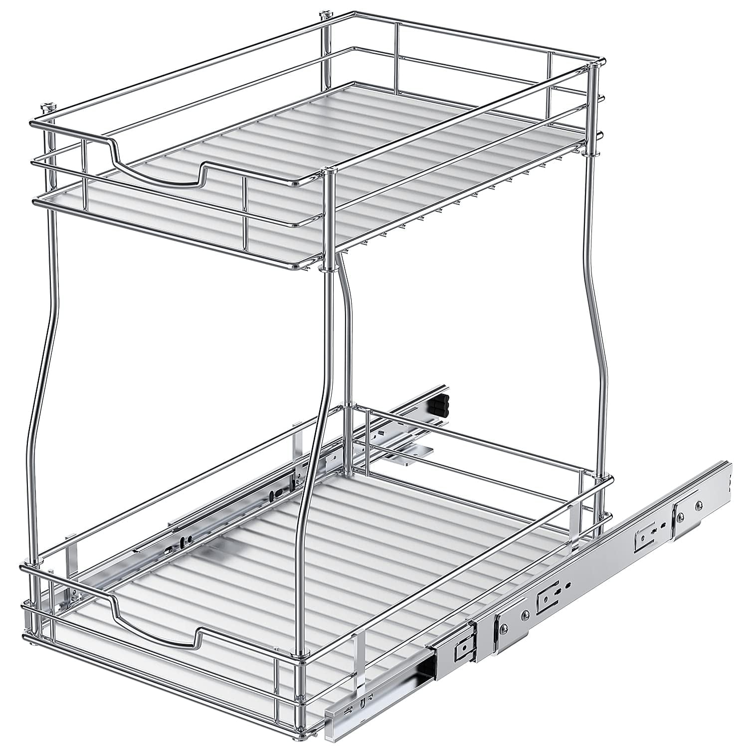2 Layer Wire Slide Rack Basket-Chrome - Walmart.com