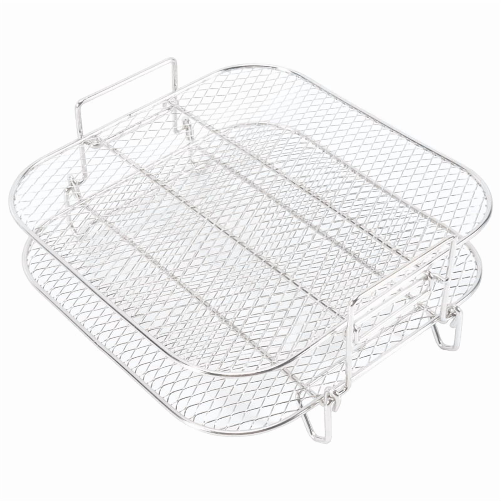 2-Layers Air Fryer Rack Stackable Grid Grilling Rack Stainless Steel ...