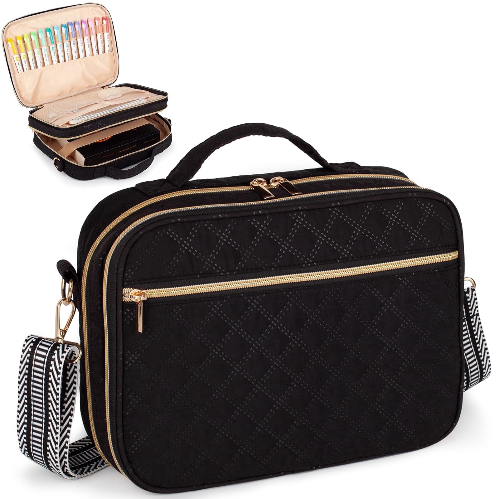 TRIPGEAR Bible Cover for Women, 11.4x8.7x3.5 in, Pink/Black quilted ...
