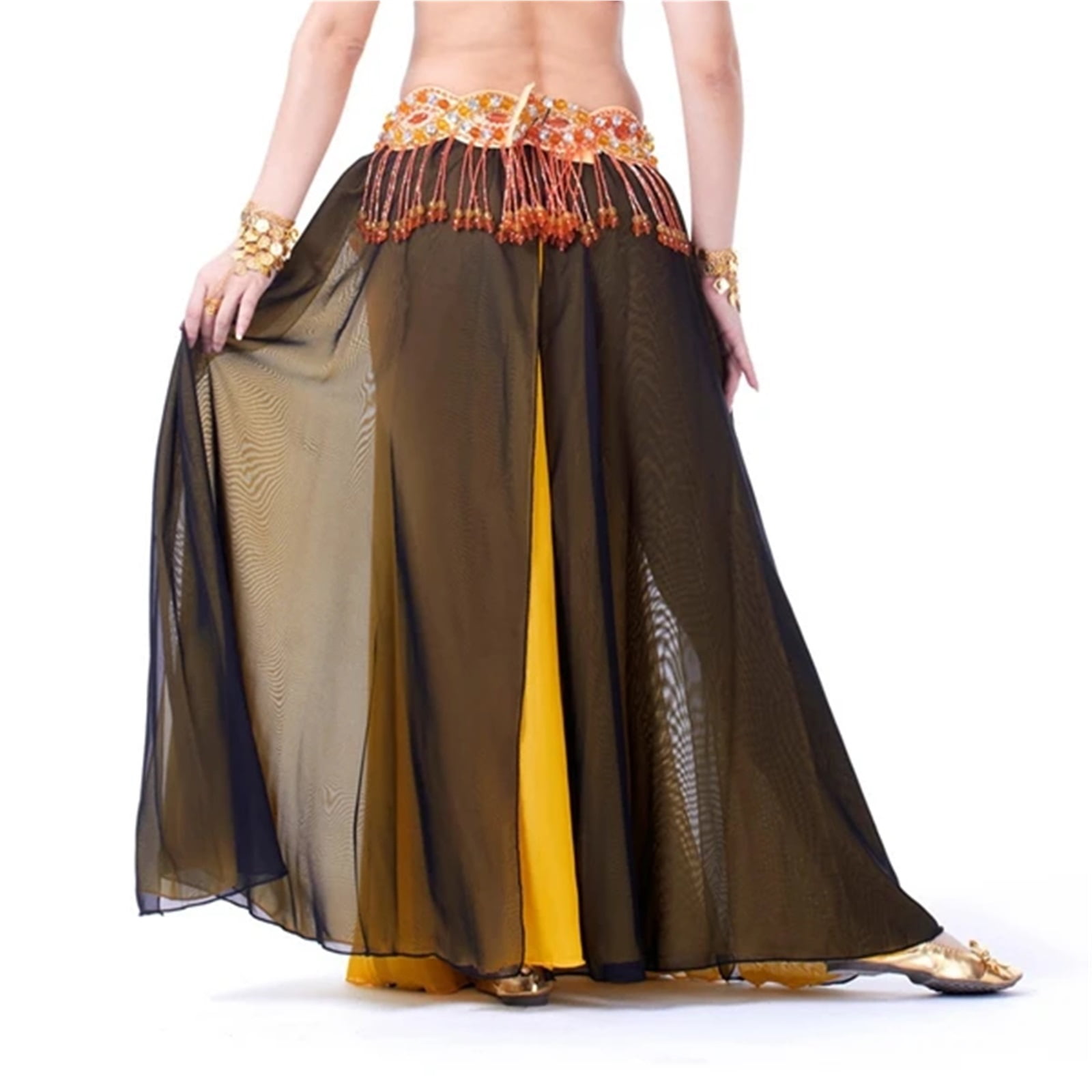 2 Layers Dancewear Double Colors Women Belly Dance Clothing Side Split ...