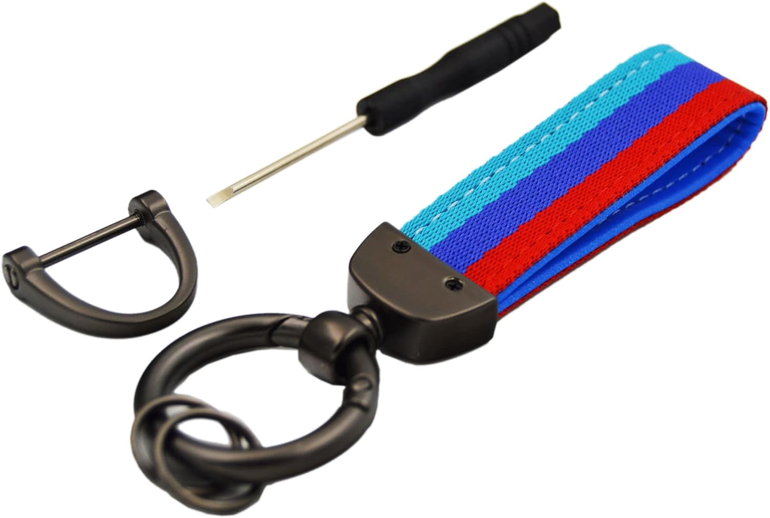 2 Layers M Stripes Car Keychain with O Ring for BMW Mini Kia Hyundai ...