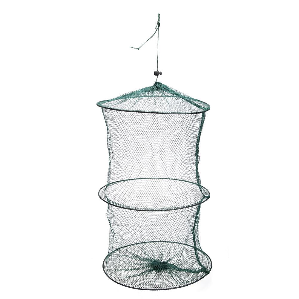 2 Layers Portable Fishing Cast Net Fish Shrimp Mesh Cage Trap Network ...
