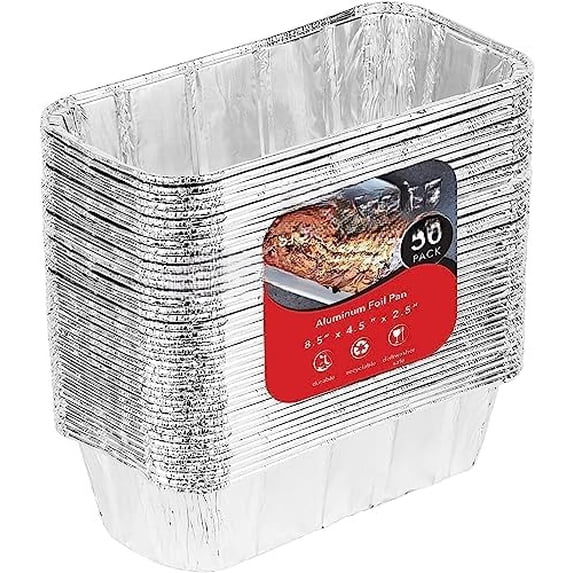 2 Lb Aluminum Foil Mini Loaf Pans (50 Pack) Disposable Small Loaf Pan ...