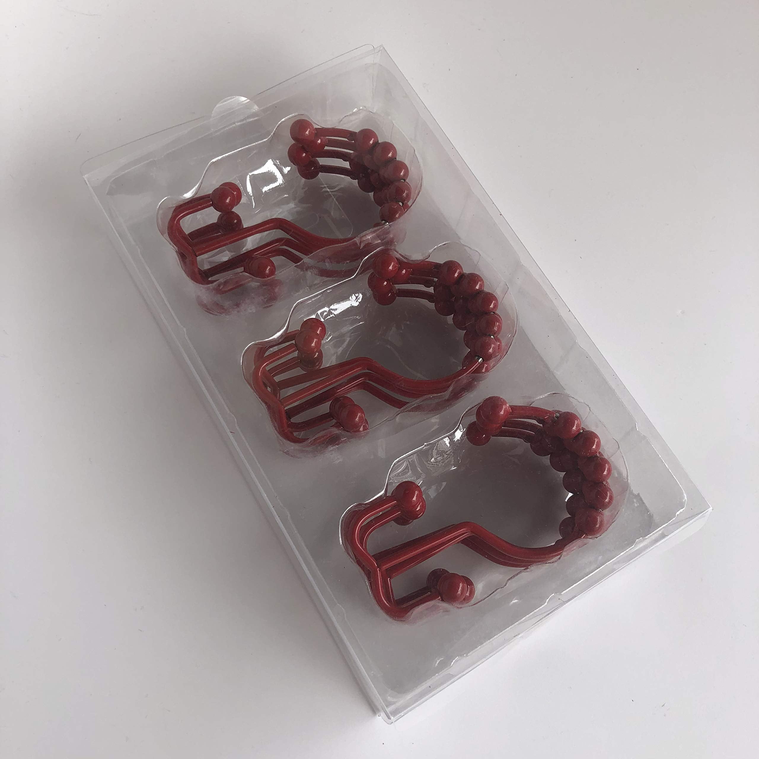 2 Lb Depot Red Shower Curtain Hooks Rings Set of 12, Rust-Resistant ...