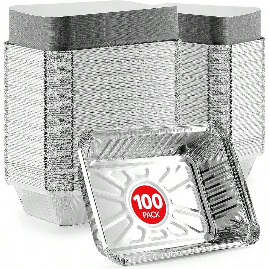 2 Lb Small Aluminum Pans with Lids 100 Pack Foil Pan + Cardboard Lid ...