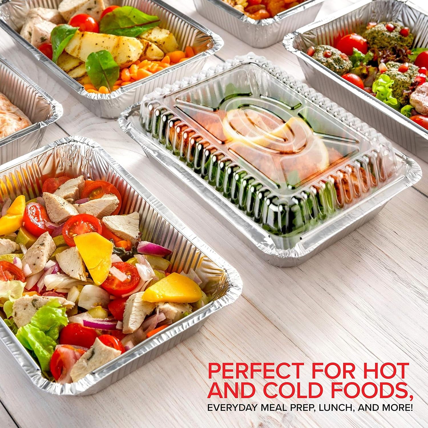 2 Lb Small Aluminum Pans with Lids (100 Pack) Foil Pan + Clear Plastic ...