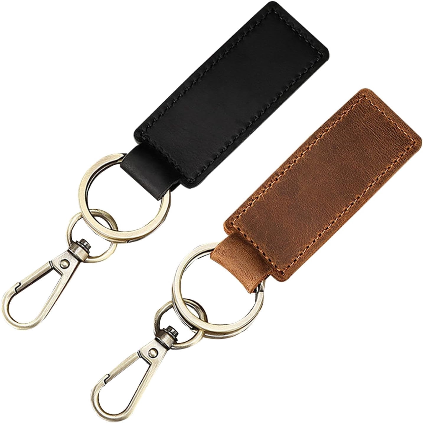 2 Leather Car Keychains, Universal Car Key Ring Holder for Men and ...