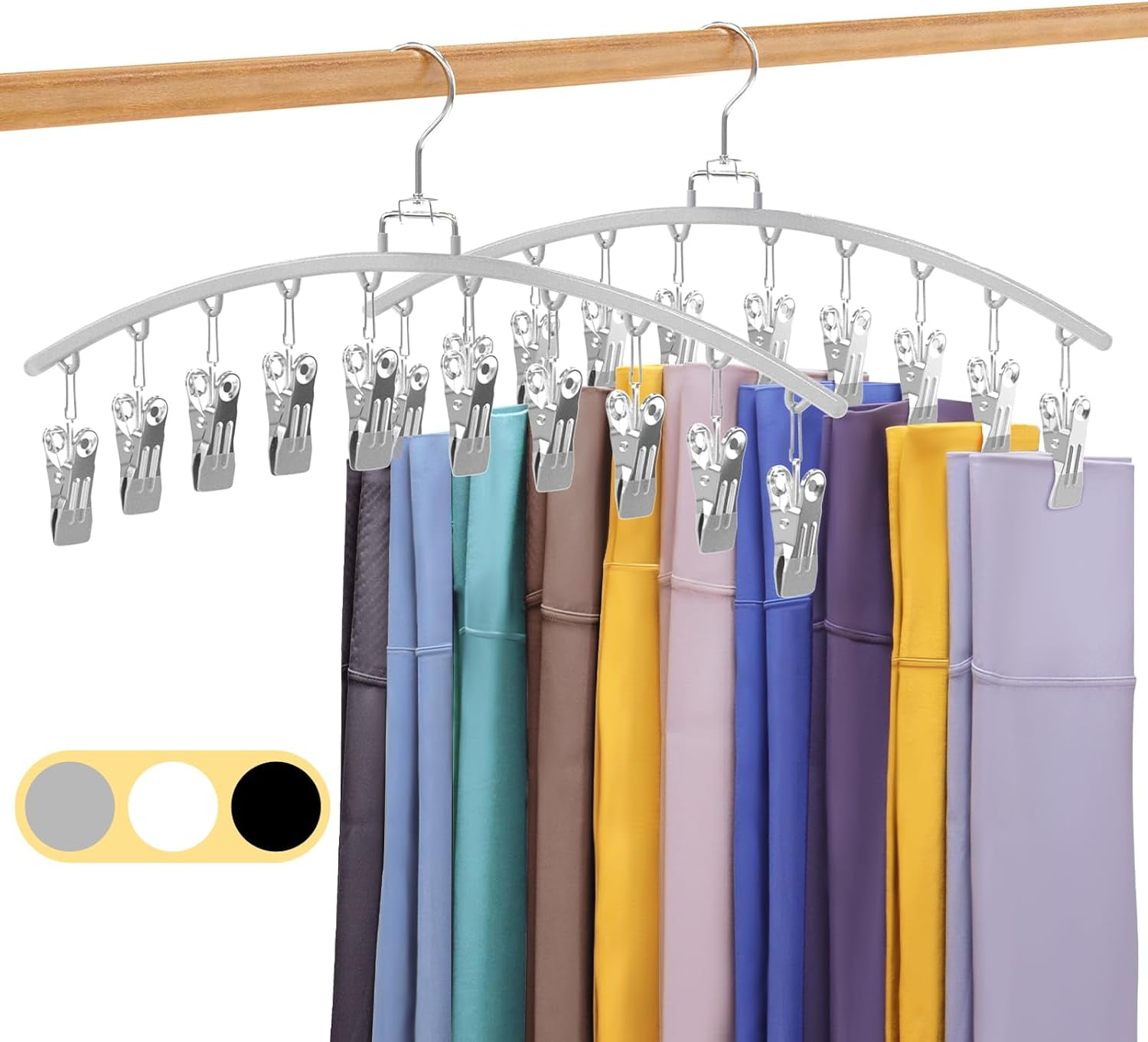 2 Legging Organizer for Closet 360? Swivel, Gym Clothes Organizer w/20 ...
