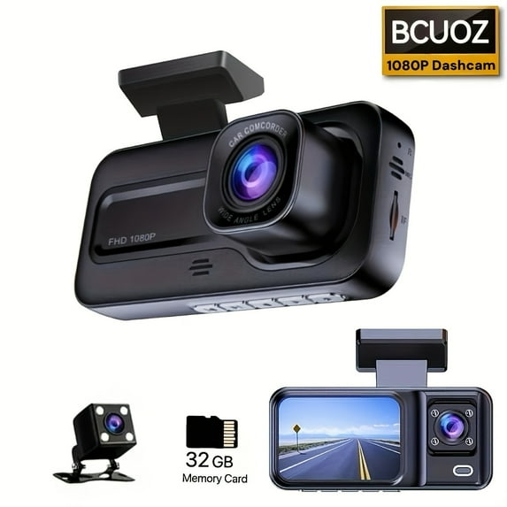 2 Lens & 3 Lens Dash Camera for Cars, 1080P Front | 480P Interior ...