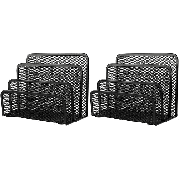 2 Letter Sorters Desktop File Holder Organizer Metal Mesh with 3 ...