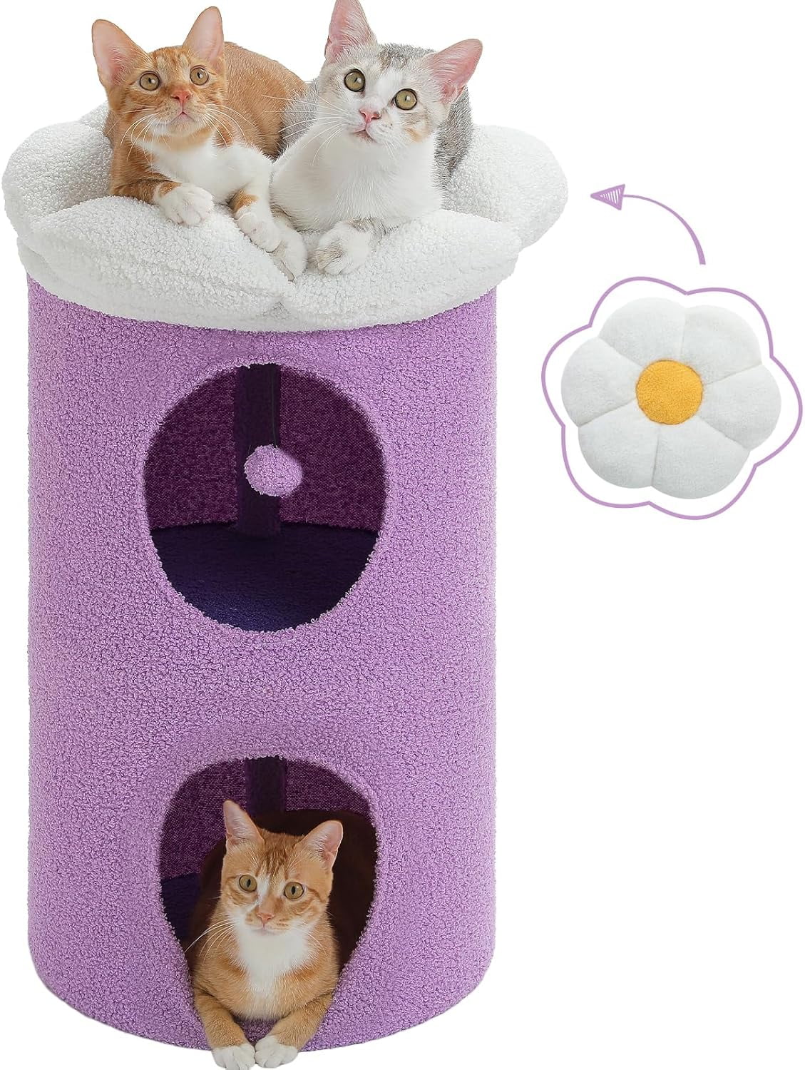 2-Level Cat Beds for Indoor Cats, Cat Tree Cat House with Removable ...