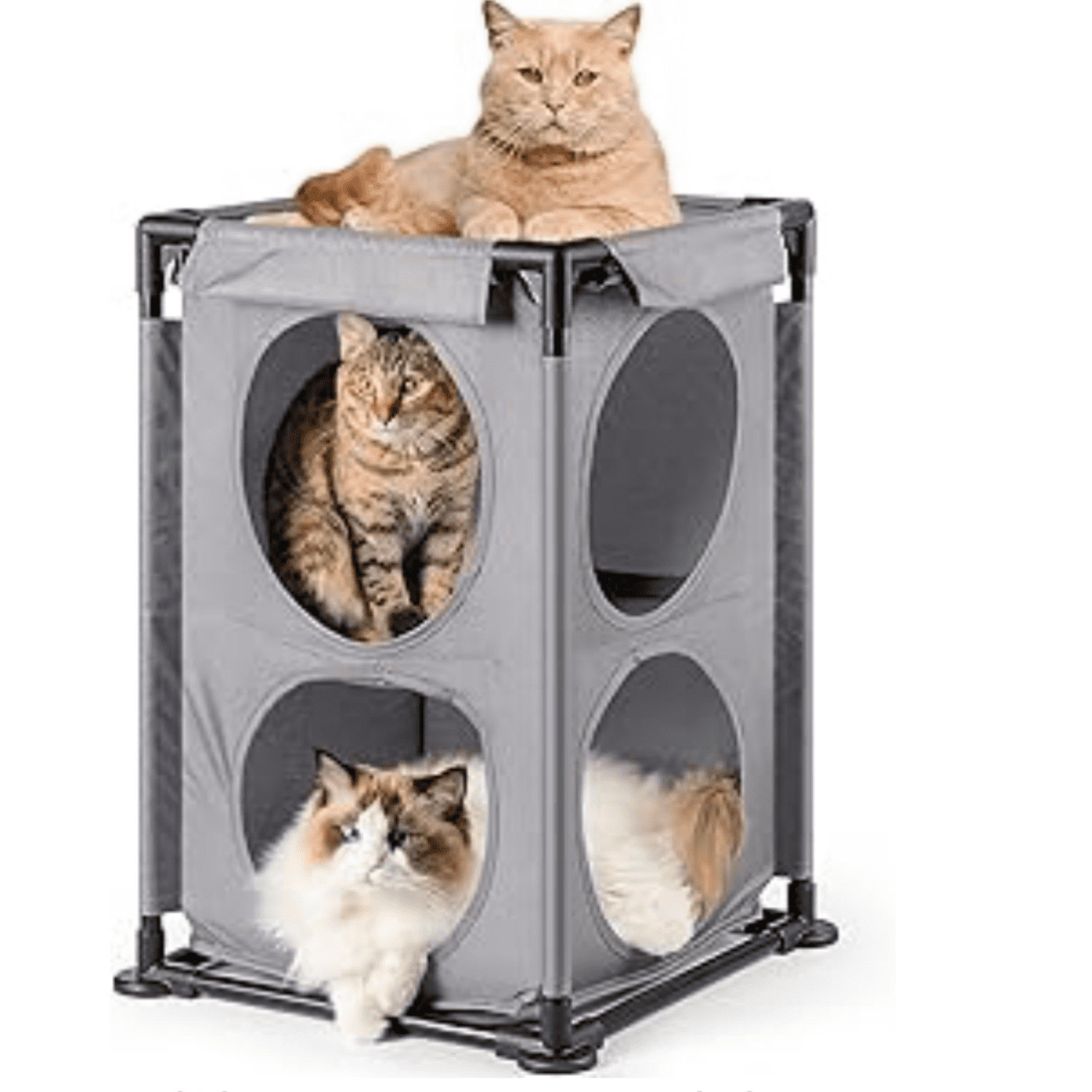 2-Level Cat House&Condo, 2-Story Cat Beds for Indoor Cats, Elevated Cat ...