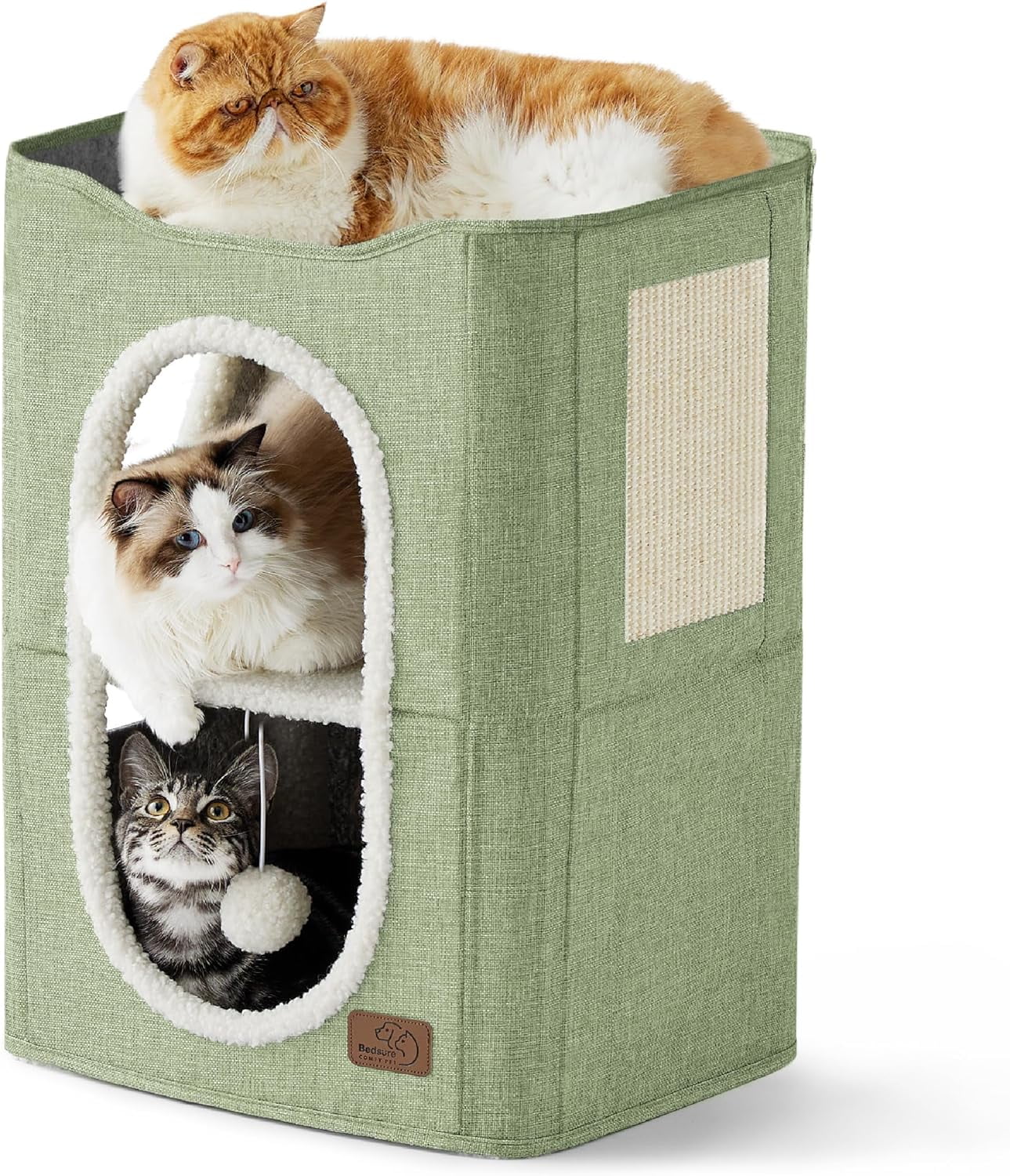 2-Level Cat House for Indoor Cats - Small Cat Towers with Scratch Pad ...