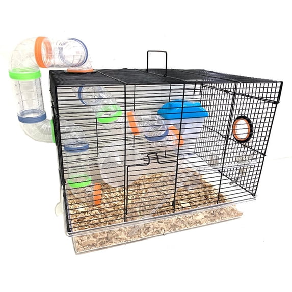2-Level Rodent Cage: Hamster, Mouse, Gerbil, Rat Home with Full ...