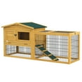 2 Levels Outdoor Rabbit Hutch with Openable Top, 59" Wooden Large ...