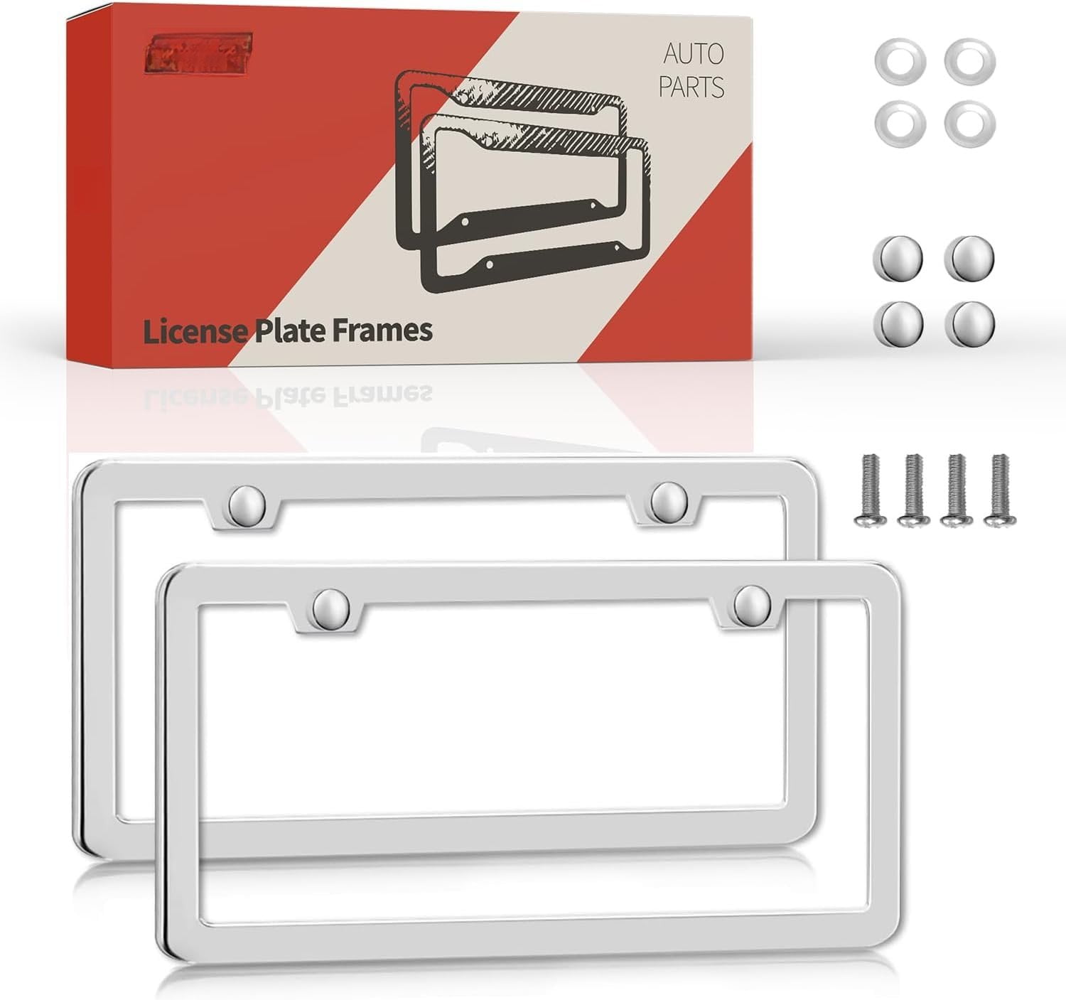 2 License Plate Frames, 2 Holes Rust-Proof Stainless Universal License ...