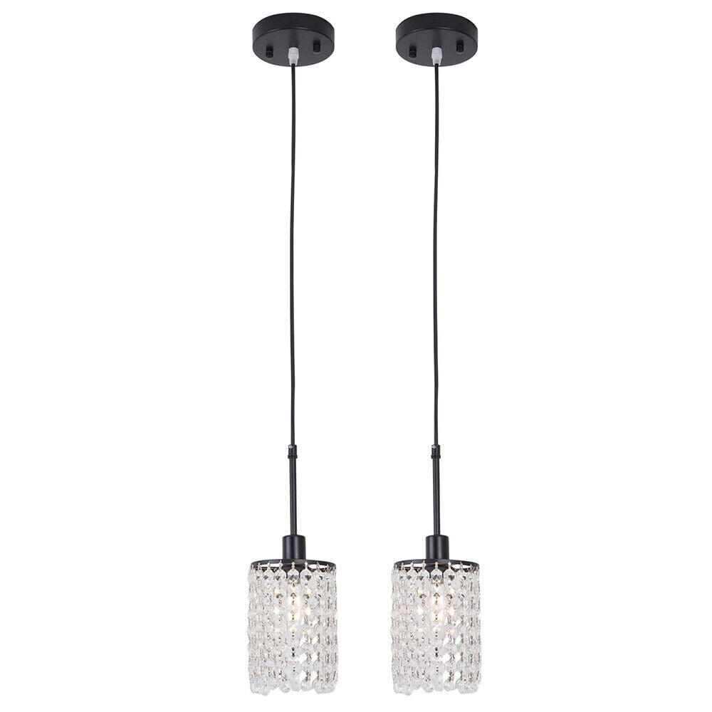2 Light/ 3 Light Crystal Shade Pendant Light Height-Adjustable Cylinder ...
