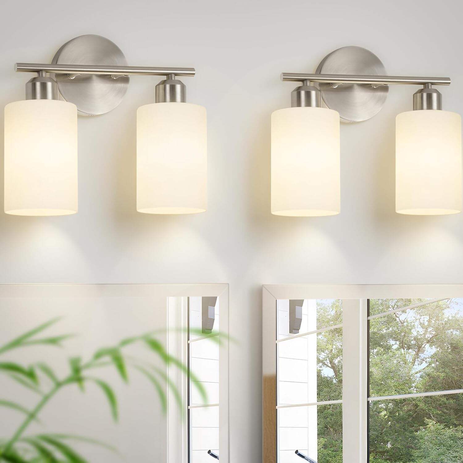 2-Light Bathroom Light Fixtures, Matte Black Bathroom Vanity Lights ...