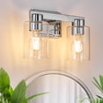 2-Light Bathroom Light Fixtures Modern Chrome Vanity Lights with Clear ...