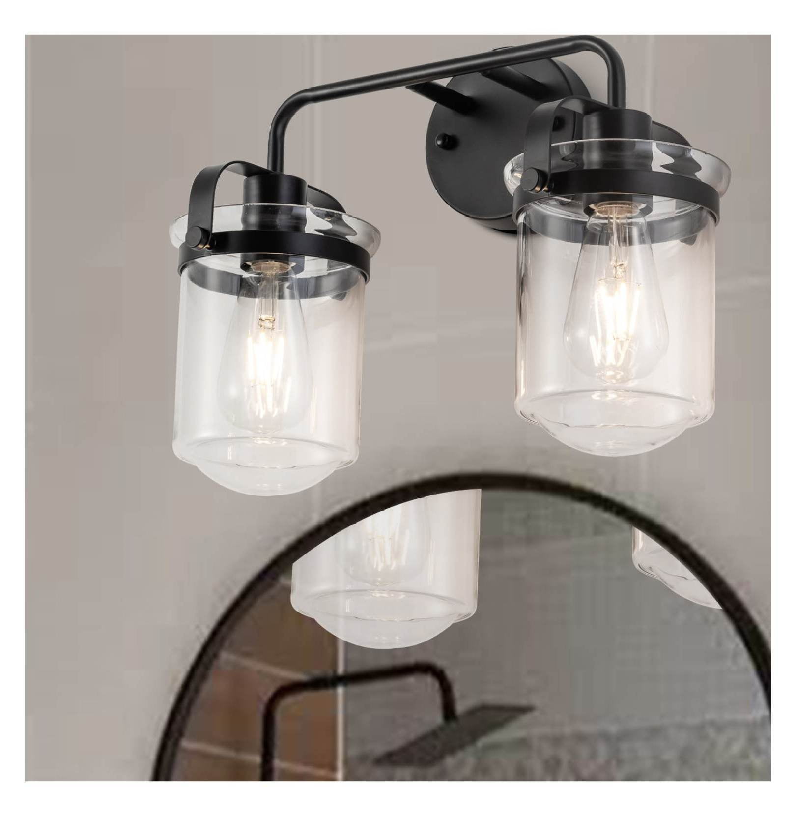 2-Light Bathroom Sconce, Modern Industrial Wall Light Fixture with ...