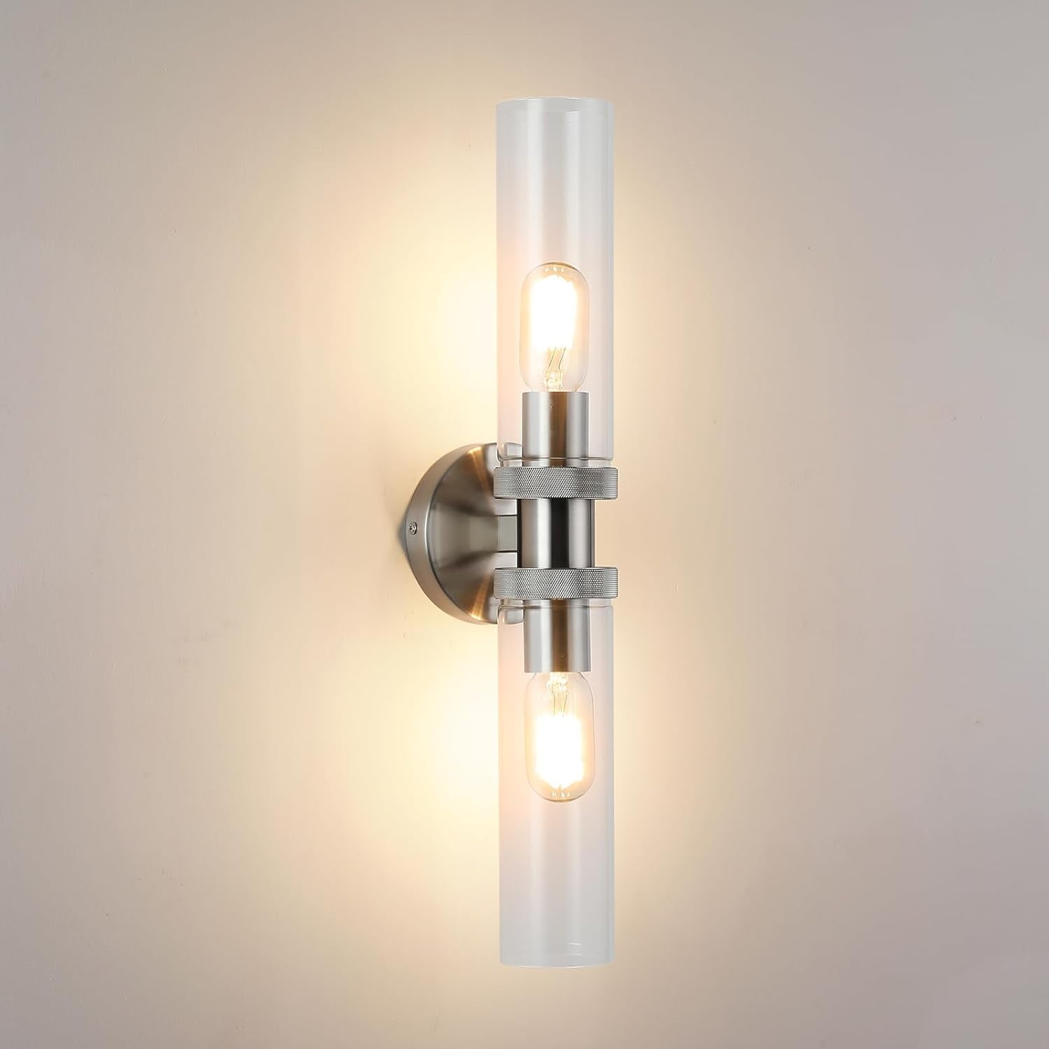 2 Light Bathroom Vanity Light Brushed Nickel, Bathroom Light Fixtures ...