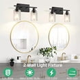 2-Light Bathroom Vanity Light Fixtures, Modern Wall Lighting with Clear ...