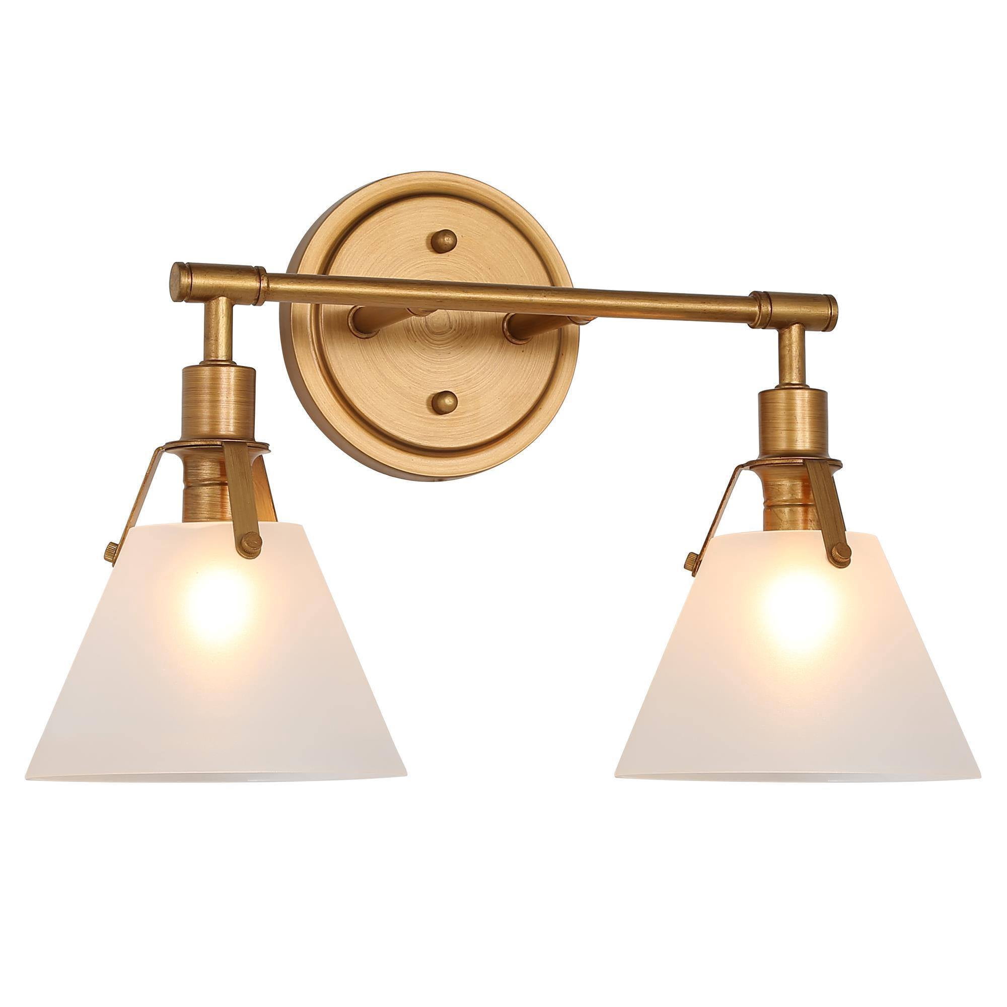 2-Light Brushed Gold and Opal Glass Horn Modern/Contemporary LED ...