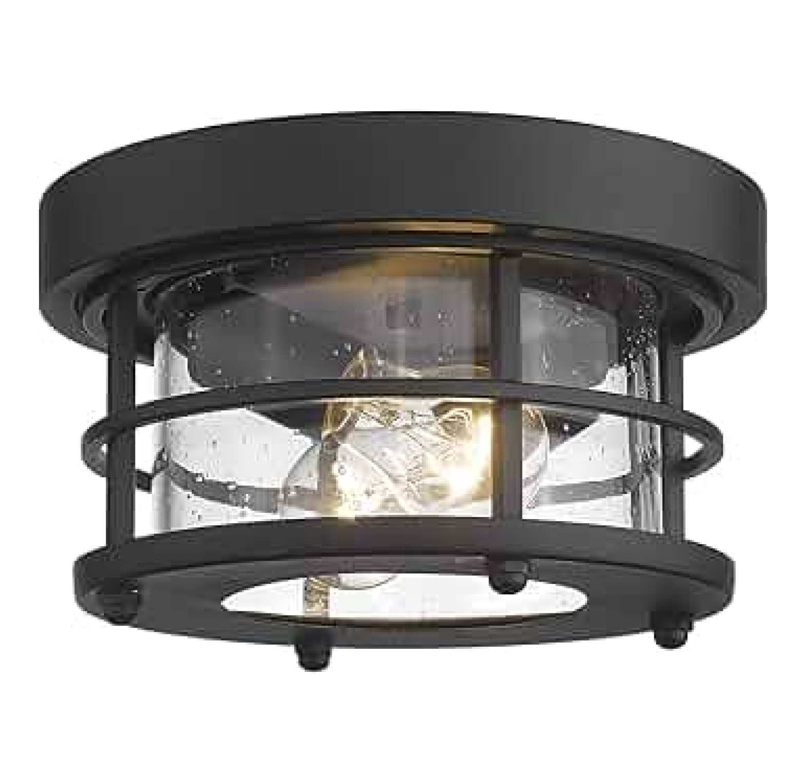 2-Light Ceiling Light Fixture, 10 Inch Round Farmhouse Flush Mount ...