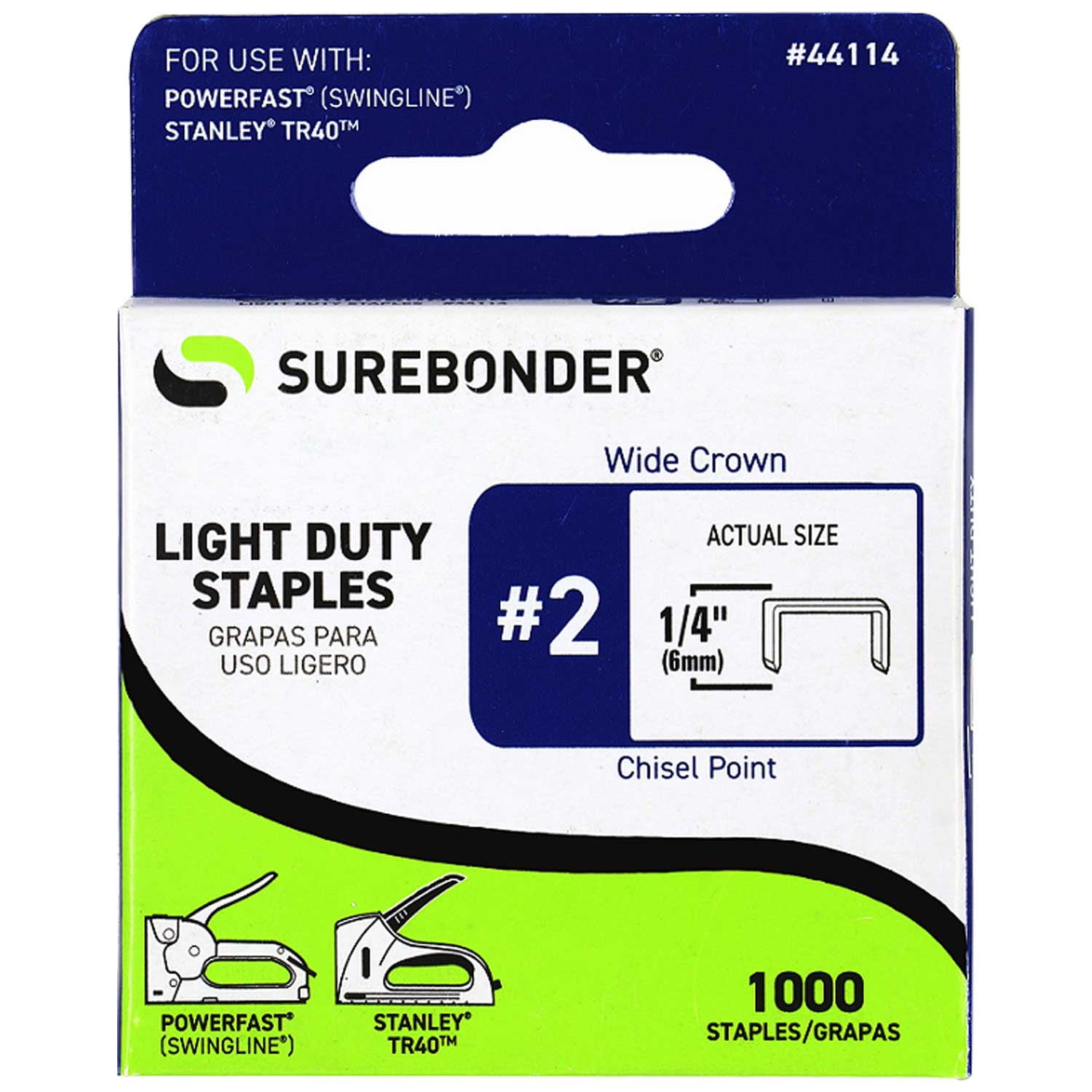 #2 Light Duty Wide Crown Staples - 1/4" - 1000 ct. - Walmart.com