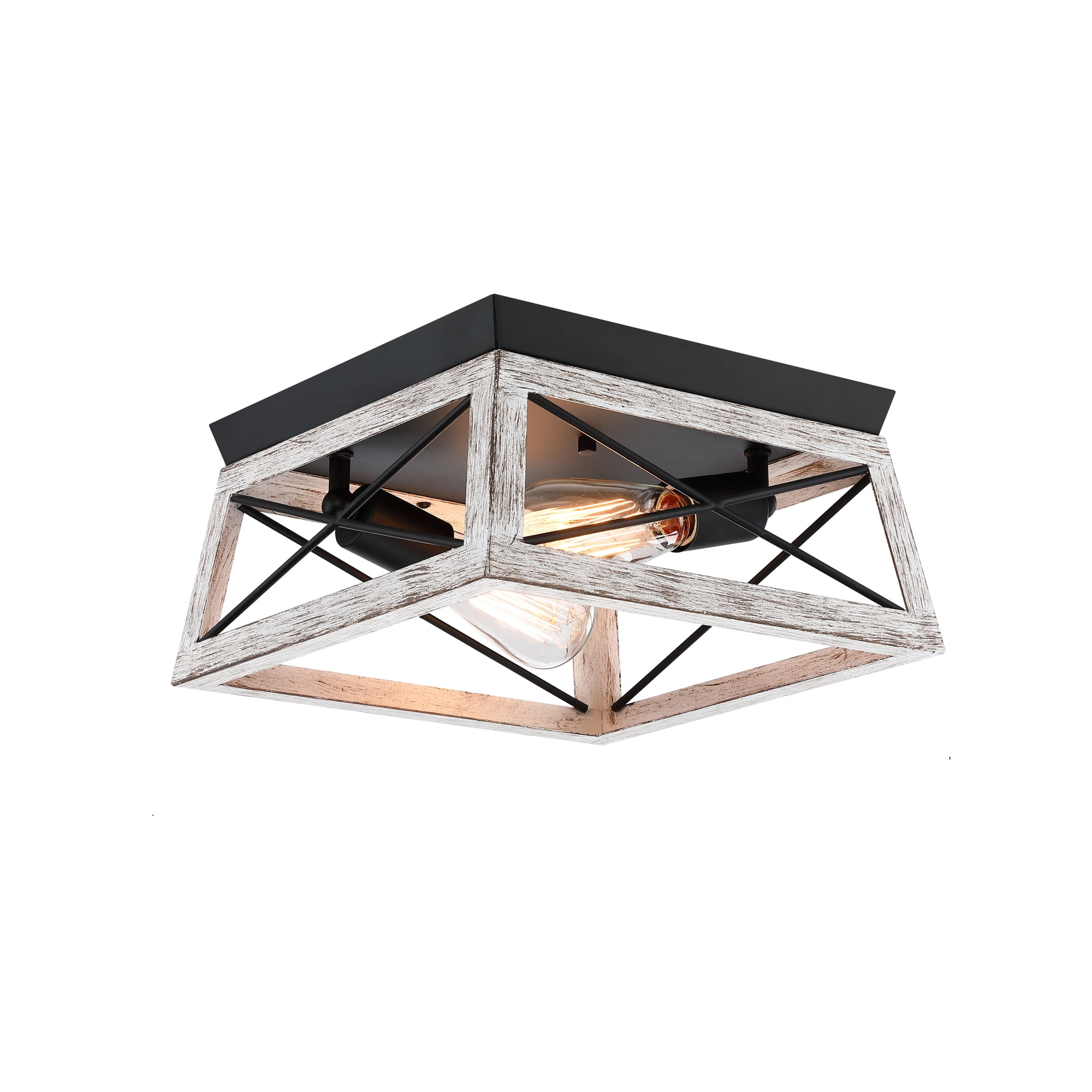 2-Light Farmhouse Flush Mount Ceiling Light Metal Light Fixture for ...