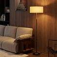 2-Light Floor Lamp, Mid Century Floor Lamp with White Fabric Shade ...