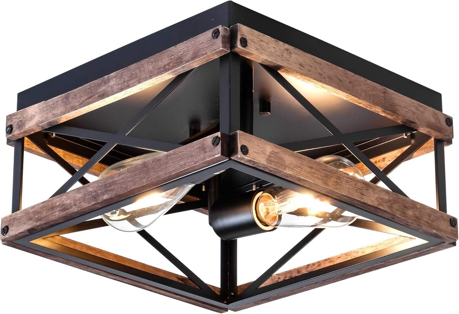 2-Light Industrial Ceiling Light Fixtures, Farmhouse Flush Mount ...