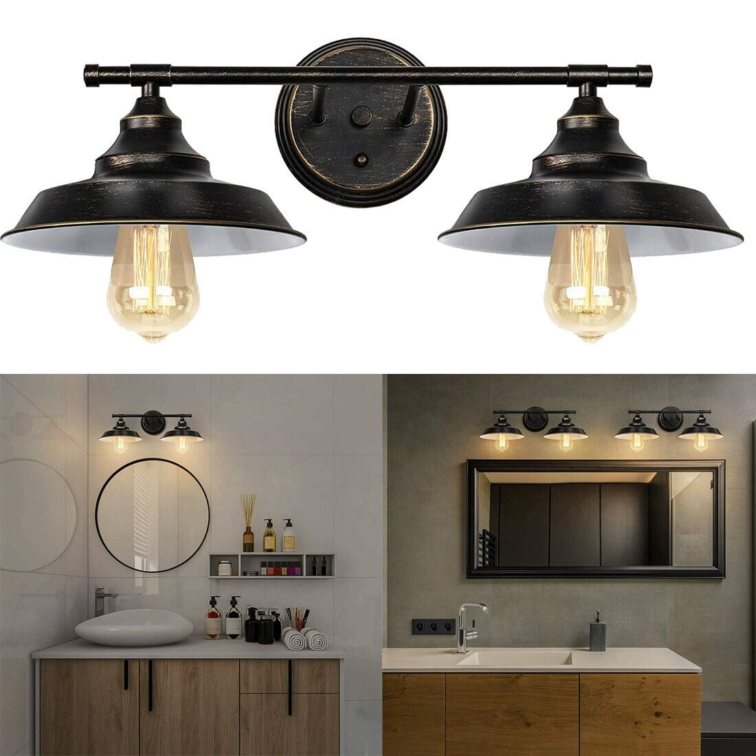 2-Light Industrial Wall Sconce for Bathroom Mirror Cabinet - Walmart.com