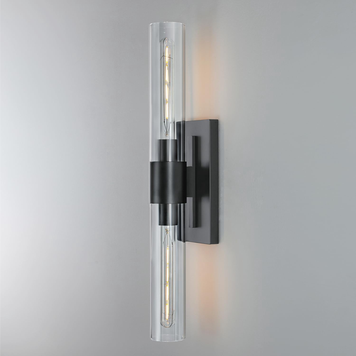 2-Light Matte Black Bathroom Light Fixtures with Glass Shades,Modern ...