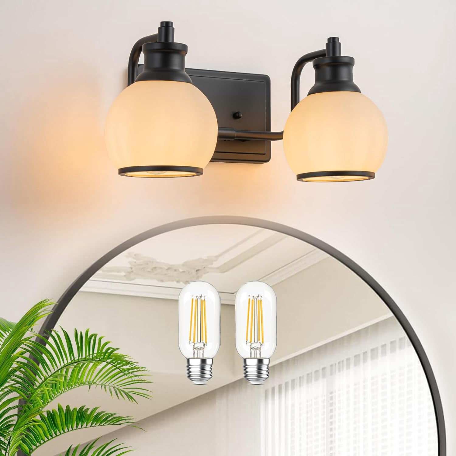2 Light Modern Bathroom Light Fixtures Over Mirror (LED Bulbs Included ...