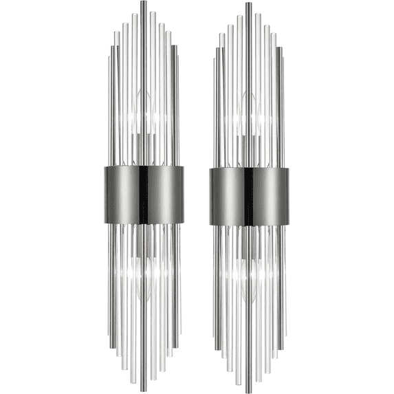 2-Light Modern Wall Sconce Titanium Black Metal with Clear Class ...