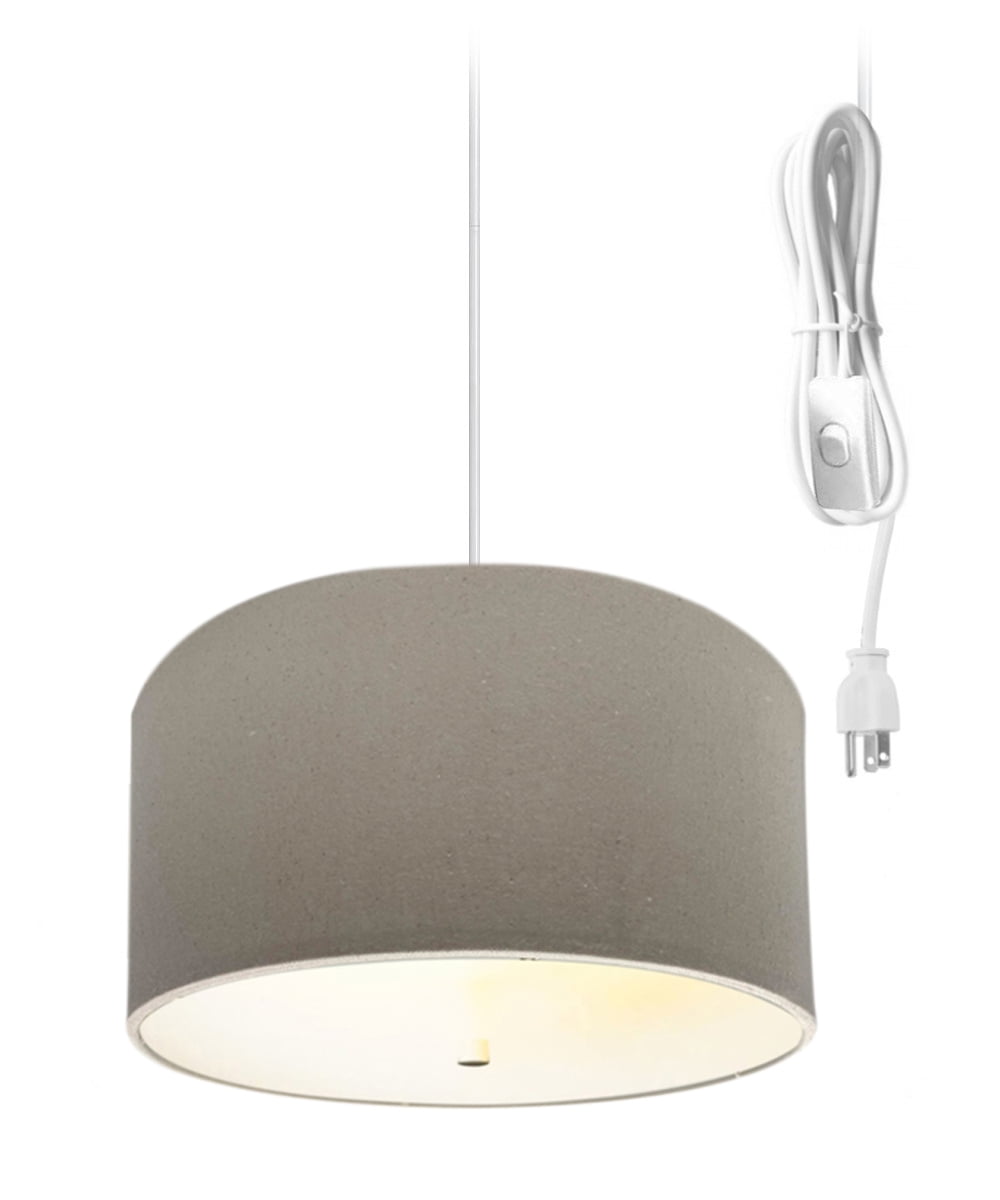 2 Light Swag Plug-In Pendant 14"w Light Oatmeal with Diffuser, White ...