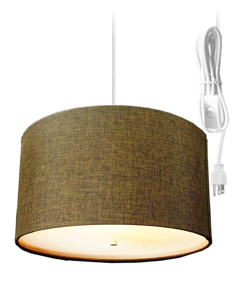 2 Light Swag Plug-In Pendant 18"w Chocolate Burlap with Diffuser, White ...