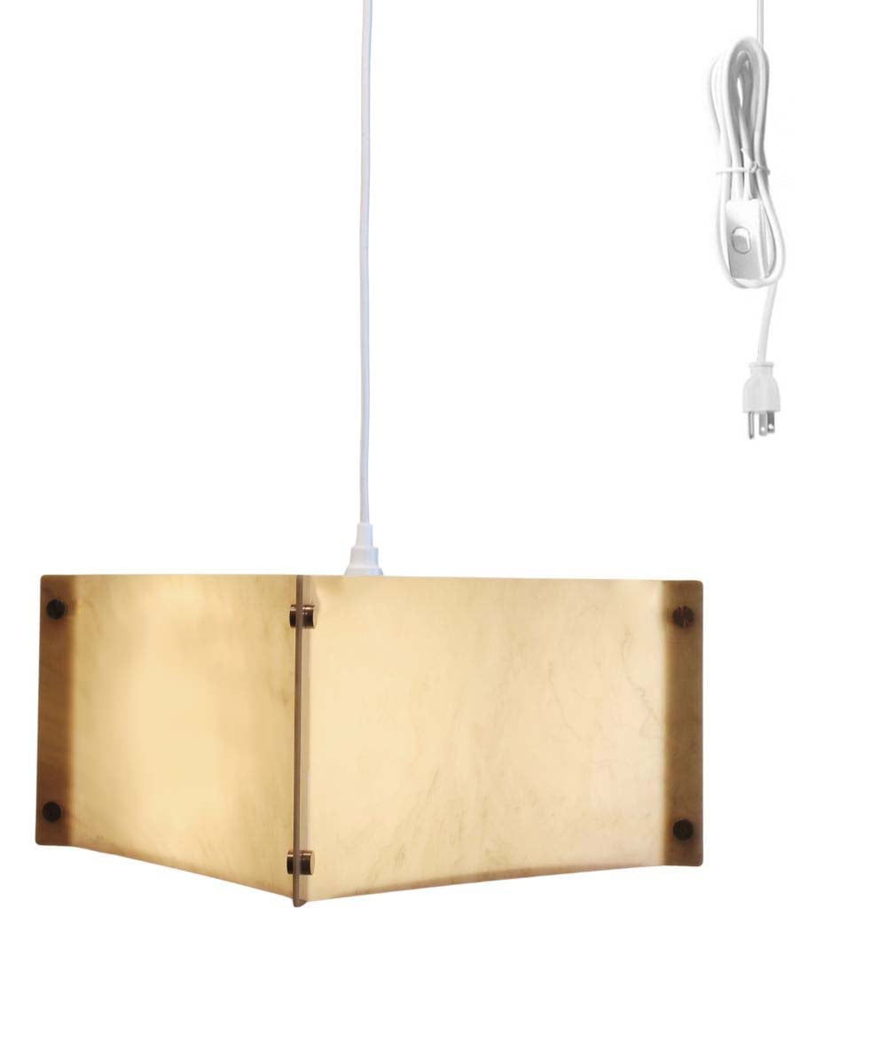 2 Light Swag Plug-In Pendant 16"w Faux Marbled Alabaster with Diffuser ...