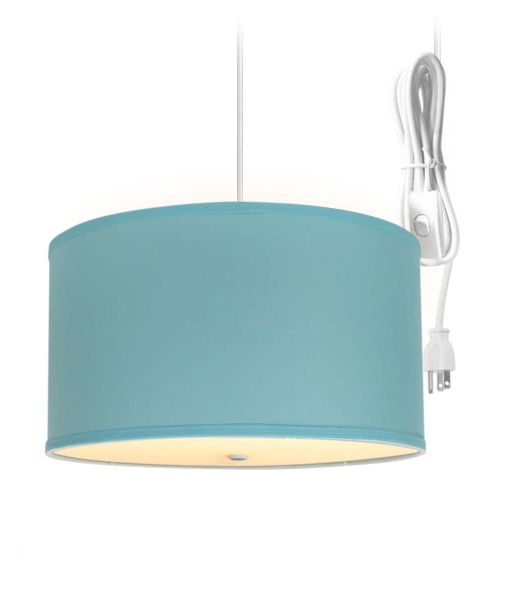 2 Light Swag Plug-In Pendant 16"w Island Paradise Linen Drum with ...