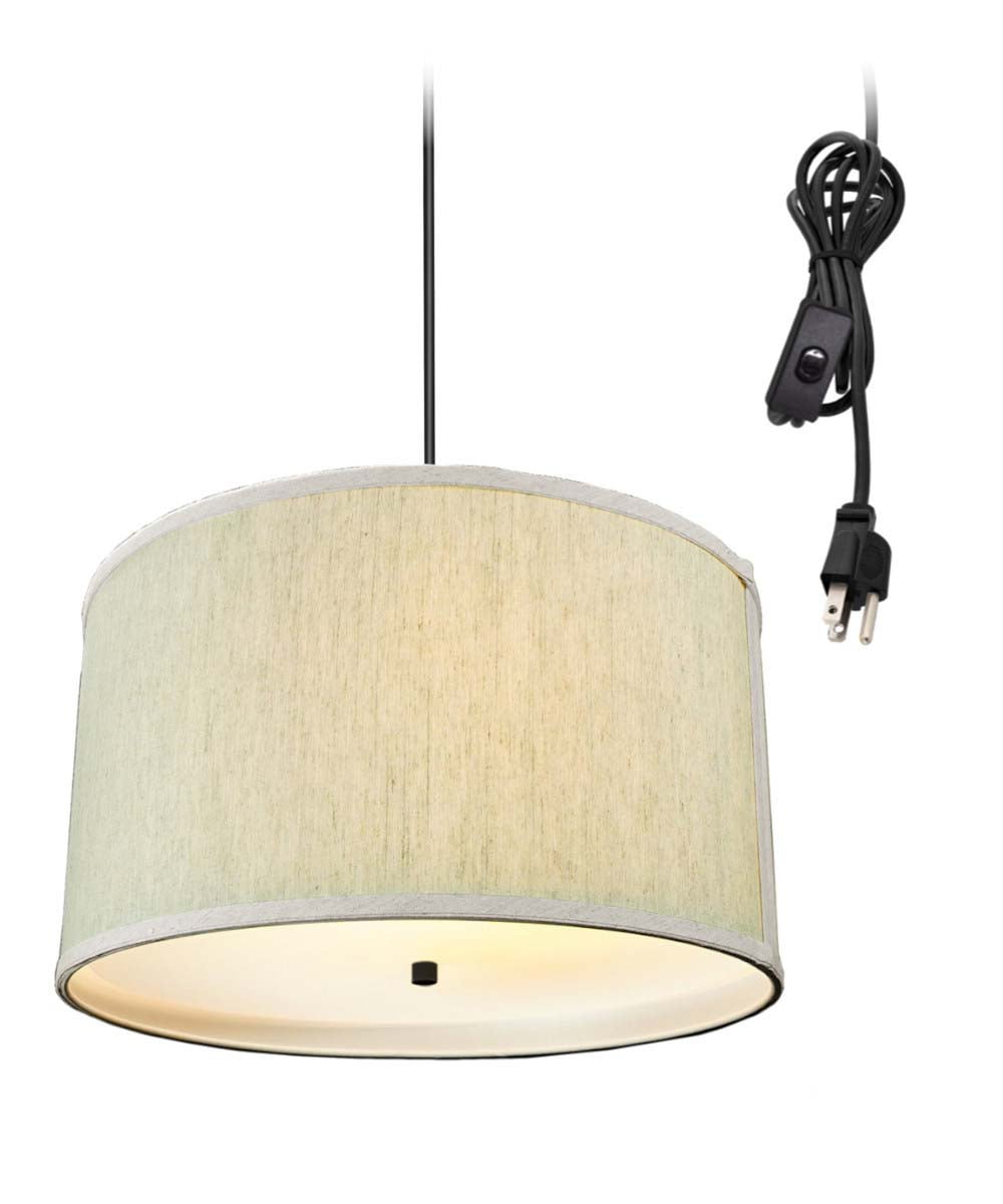 2 Light Swag Plug-In Pendant 16"w Textured Oatmeal with Diffuser, Black ...