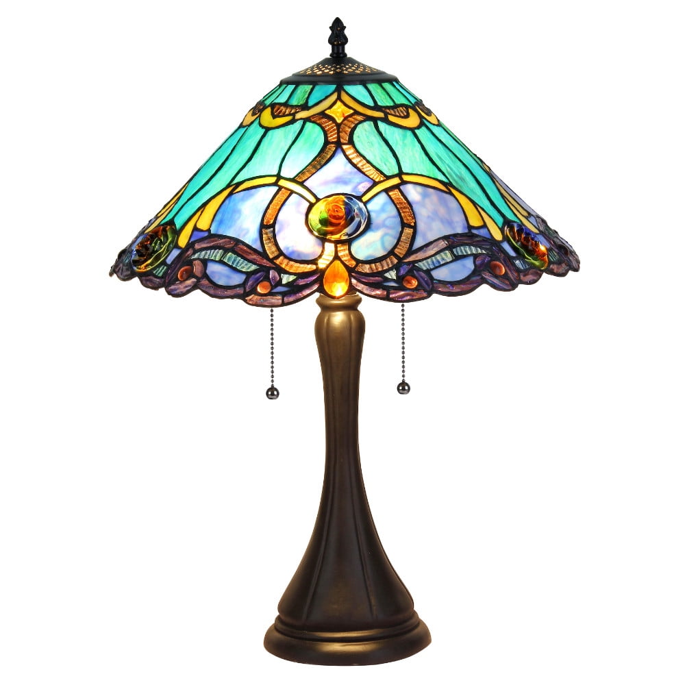 2 Light Tiffany Aluminum Bell Shape Table Lamp, Multicolor - Walmart.com