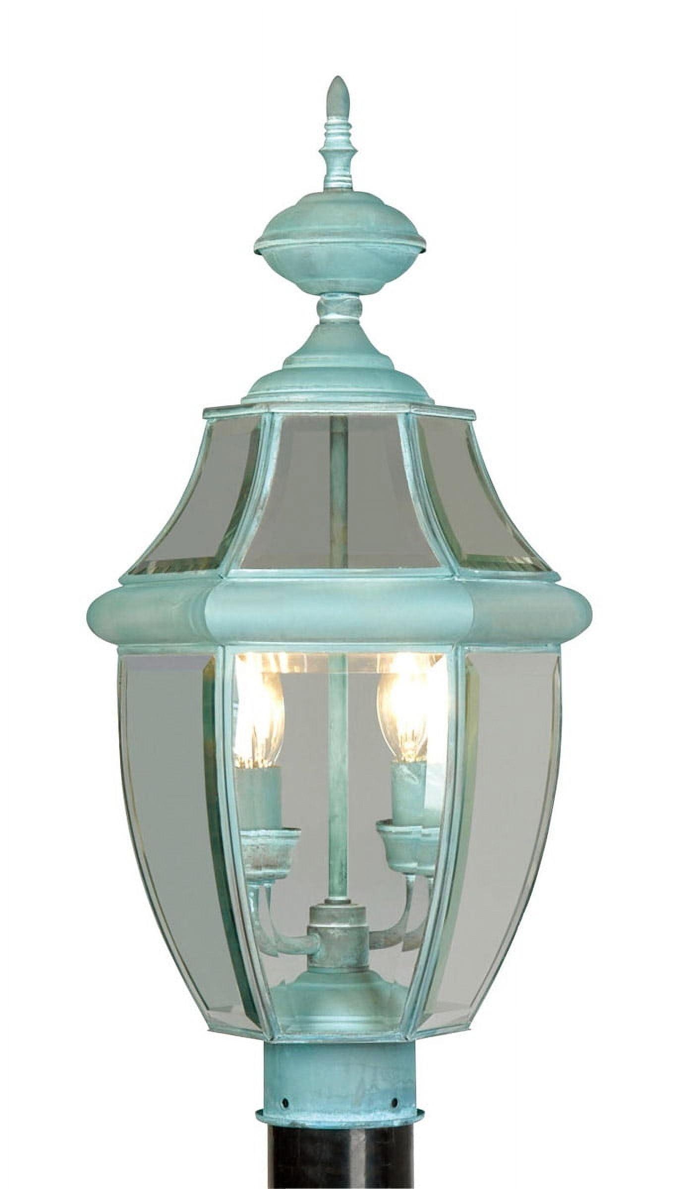 2 Light Verdigris Outdoor Post Lantern Pendant Lighting Fixture with ...