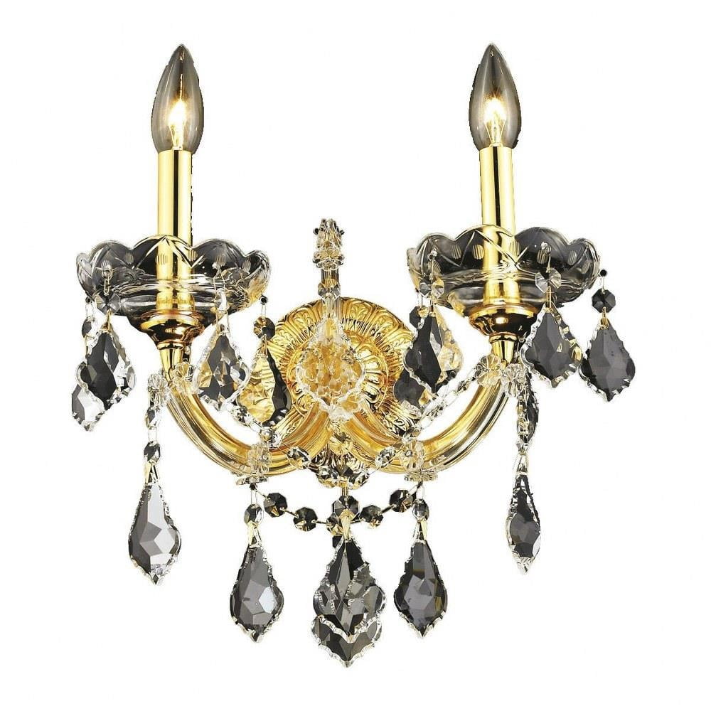2 Light Wall Sconce-16 inches Tall and 12 inches Wide-Gold Finish-Clear ...
