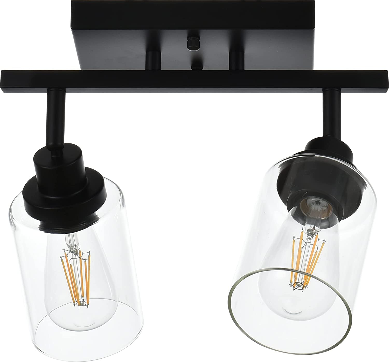 2 Light Wall Scone Spotlight Semi Flush Mount Ceiling Light, Black ...