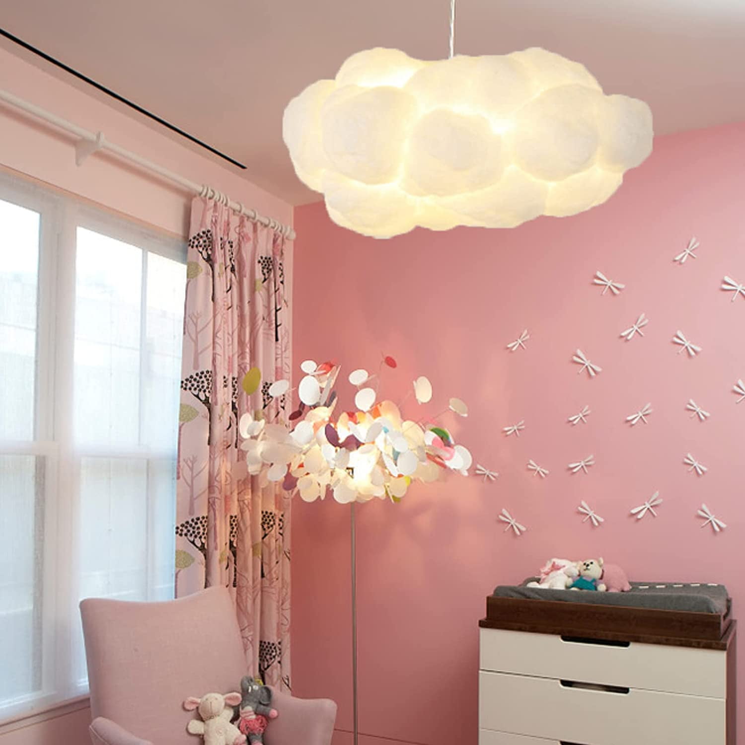 2-Lights Hanging Cloud Pendant Lighting, Modern Fluffy Cotton ...