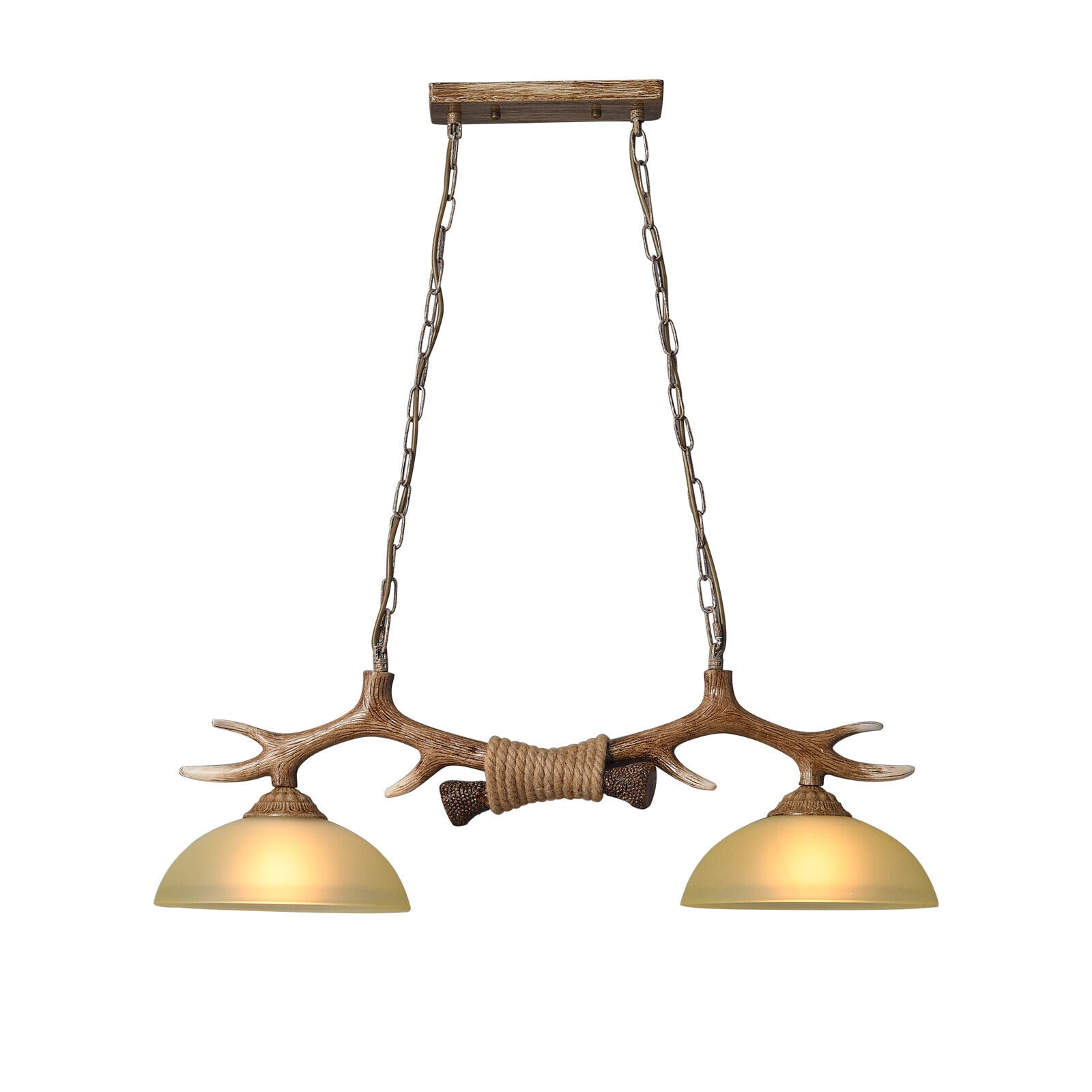 2 Lights Pendant Light Ceiling Fixture Deer Horn Chandelier Antler ...