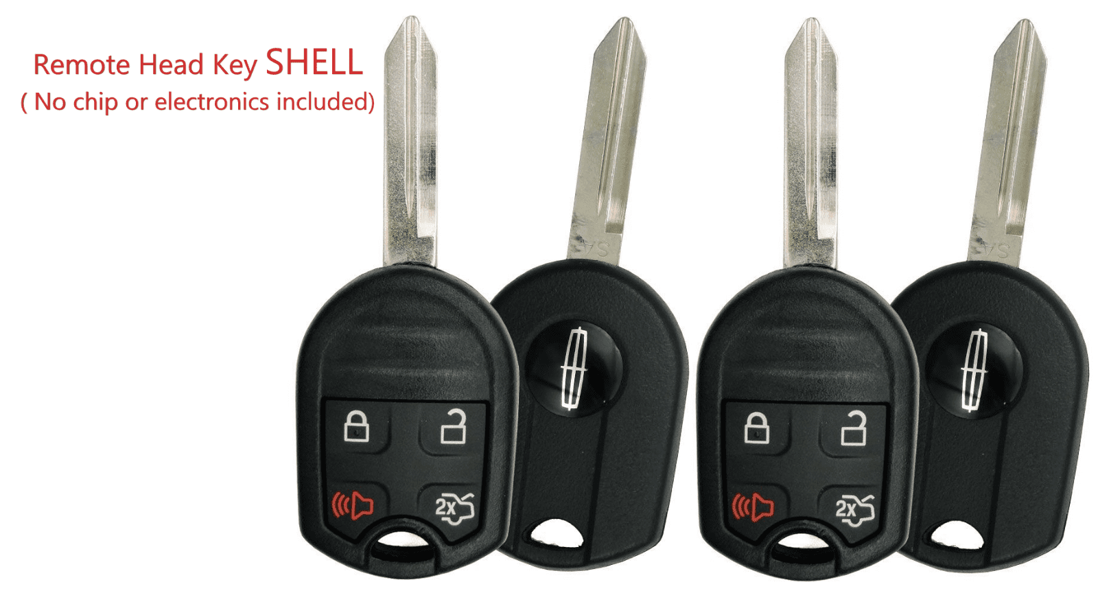 2 Lincoln 4 Button NEW Style Remote Head Key Shell H75 Blade CWTWB1U793 ...