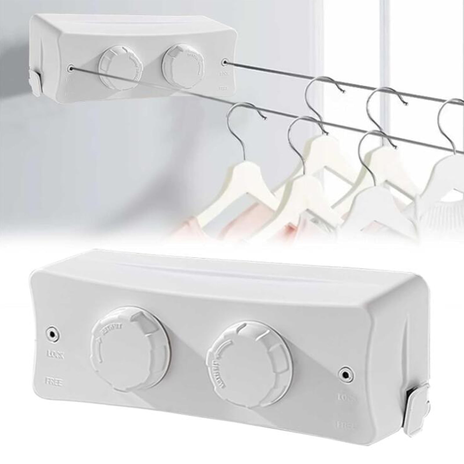 DERCLIVE 16.7ft Retractable Clothesline Indoor Outdoor Washing Landry ...